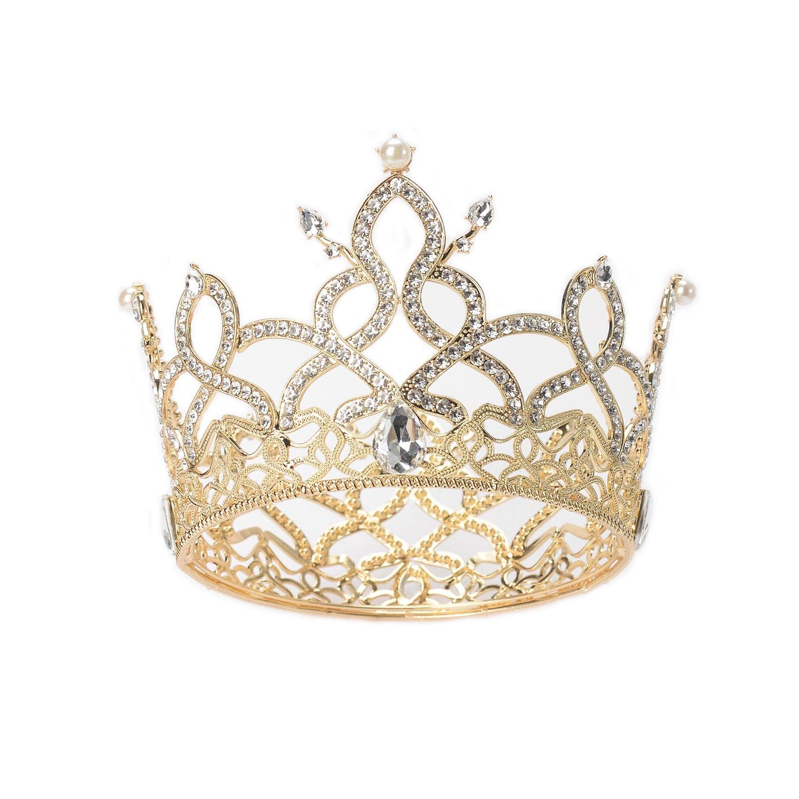 Full Round Gold King Crowns for Men Medieval Costume Headwear - Eseres ...