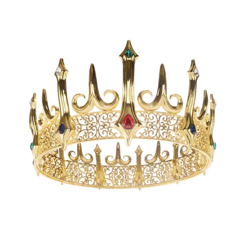 Full Round Gold King Crowns for Men Medieval Costume Headwear - Eseres ...