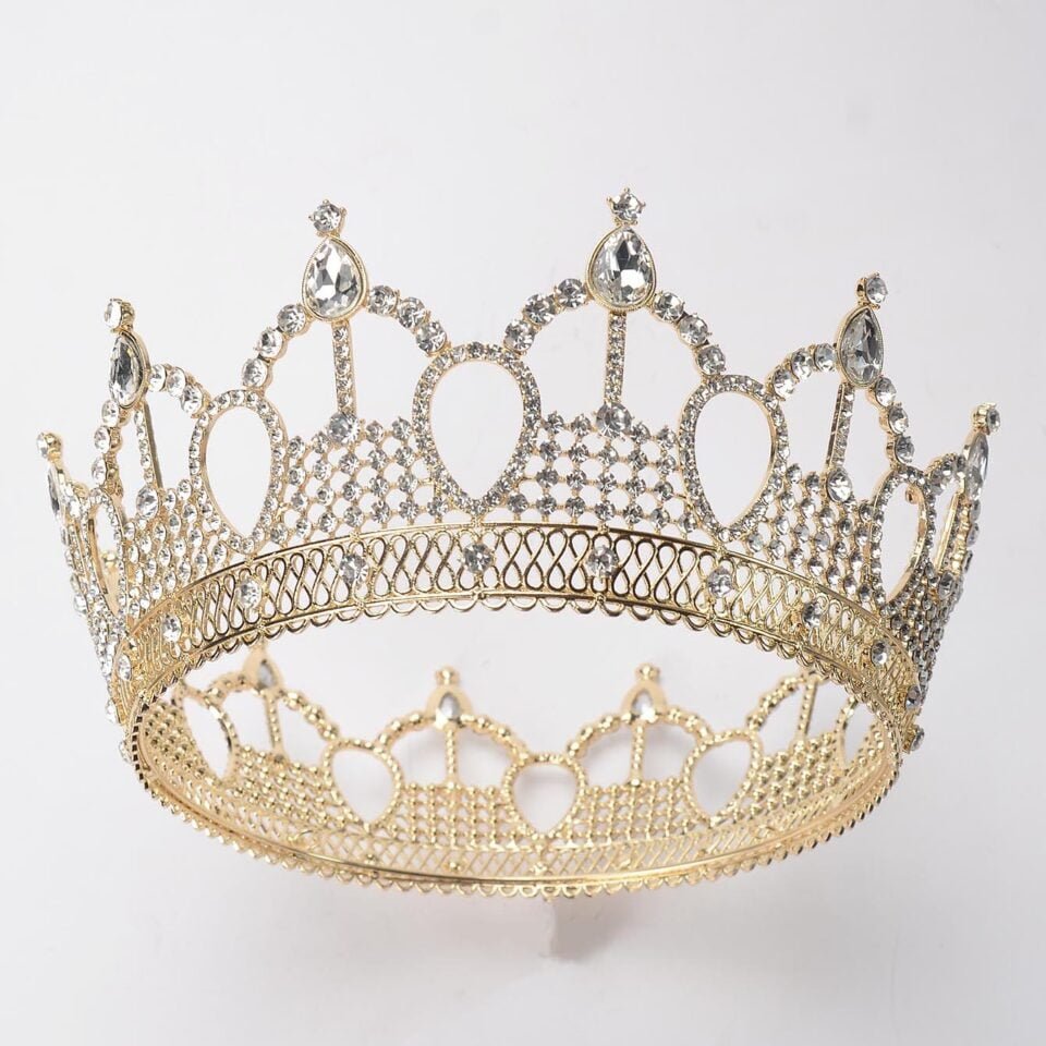 Full Round Gold King Crowns for Men Medieval Costume Headwear - Eseres ...