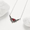 Black and Red Bat Wing Heart Pendant Necklace - Gothic Punk Vintage ...