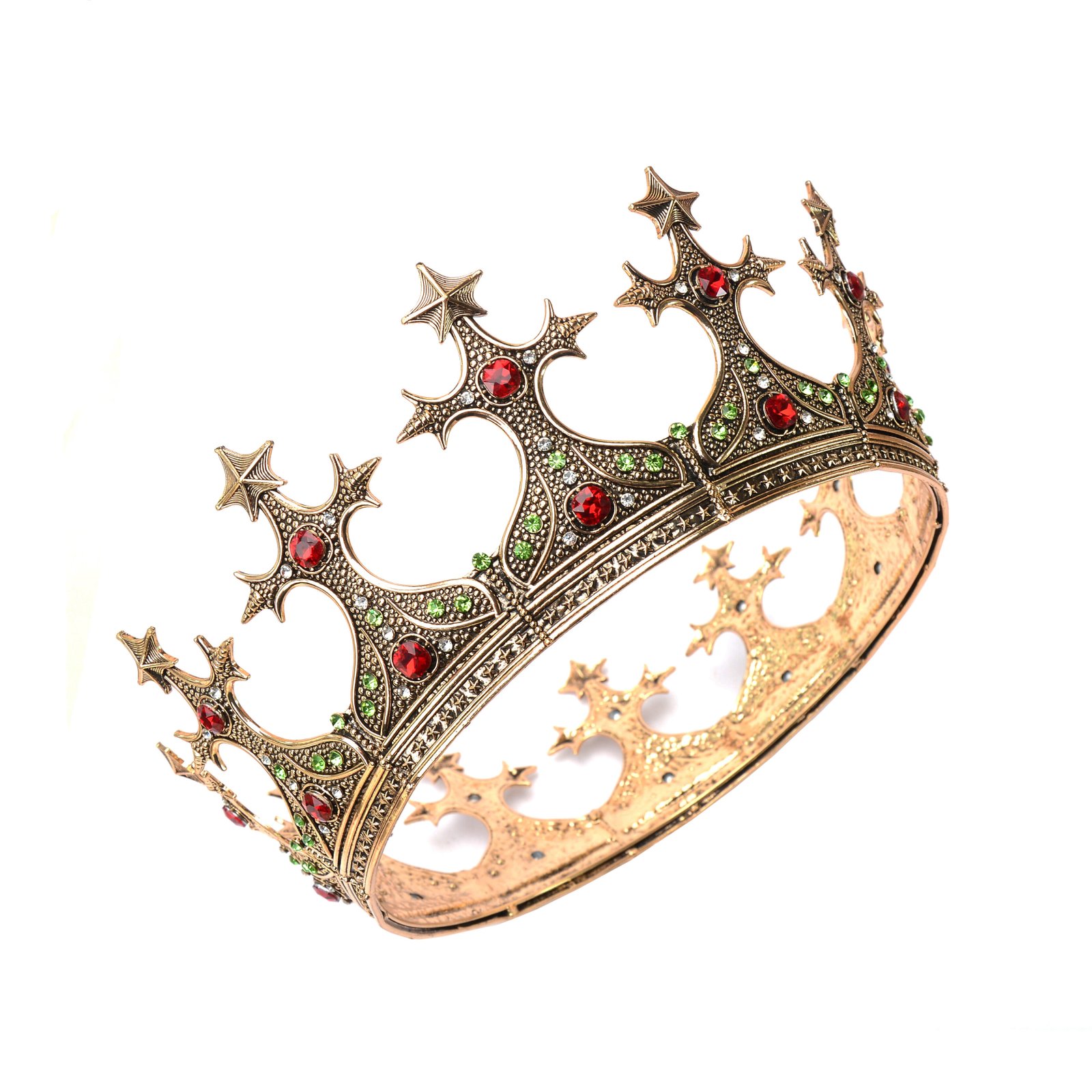 Full Round Gold King Crowns for Men Medieval Costume Headwear - Eseres ...