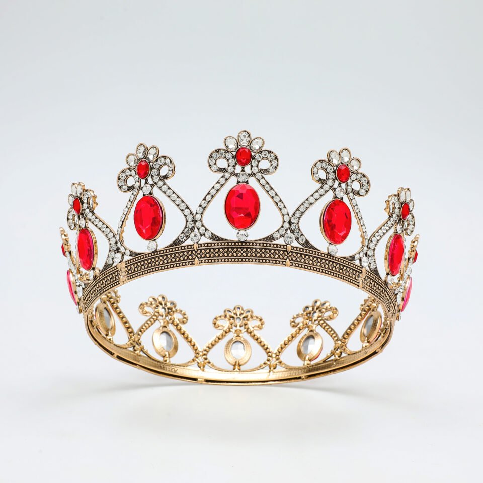 Full Round Gold King Crowns for Men Medieval Costume Headwear - Eseres ...