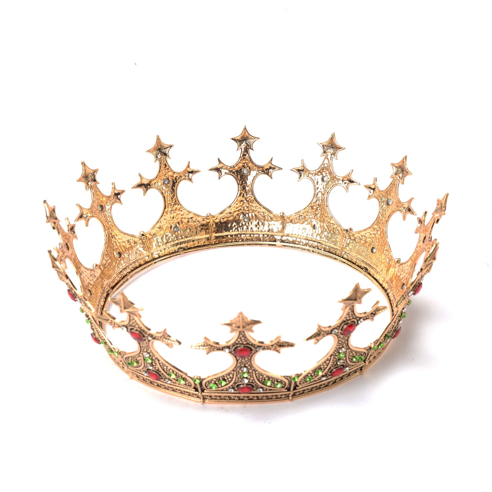 Full Round Gold King Crowns for Men Medieval Costume Headwear - Eseres ...